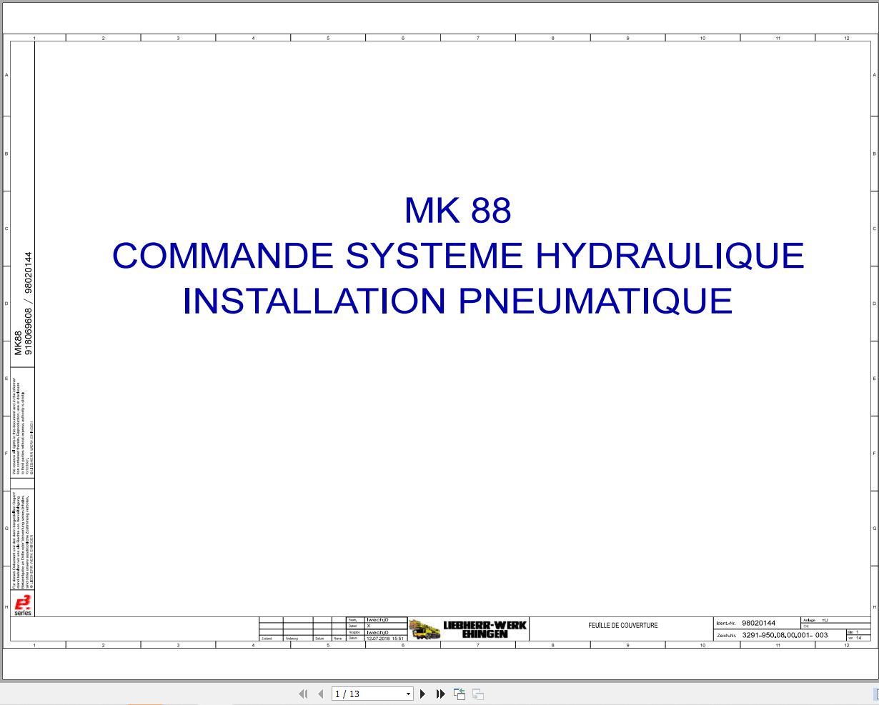 Liebherr Crane MK 88 Z76588 Electric and Hydraulic Diagrams FR