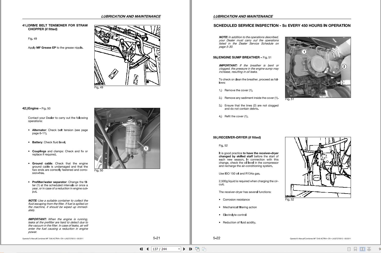 Massey Ferguson Combine 7240 ACTIVA Operator Manual