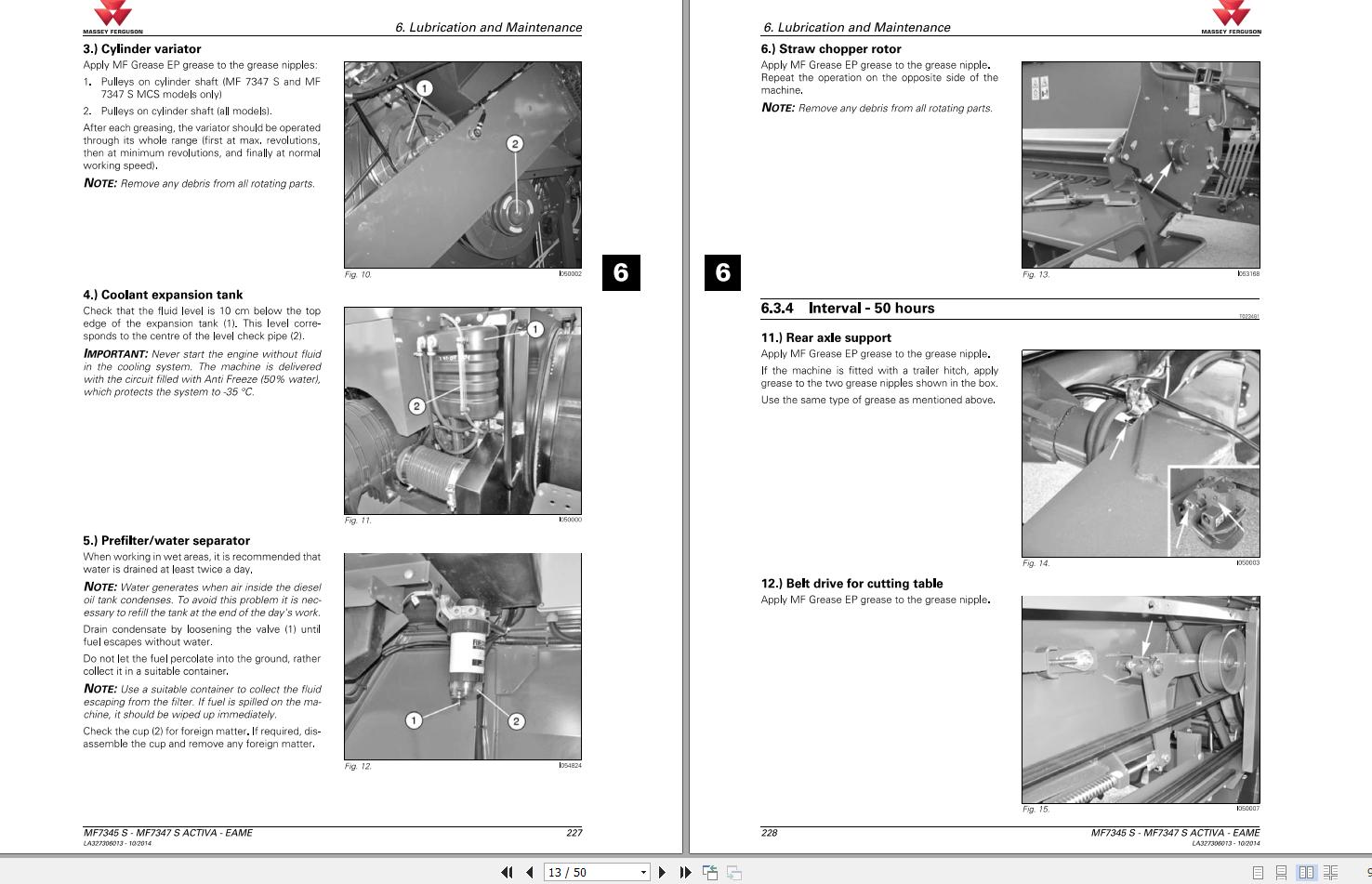 Massey Ferguson Combine 7345S 7347S Operator Manual LA327306014
