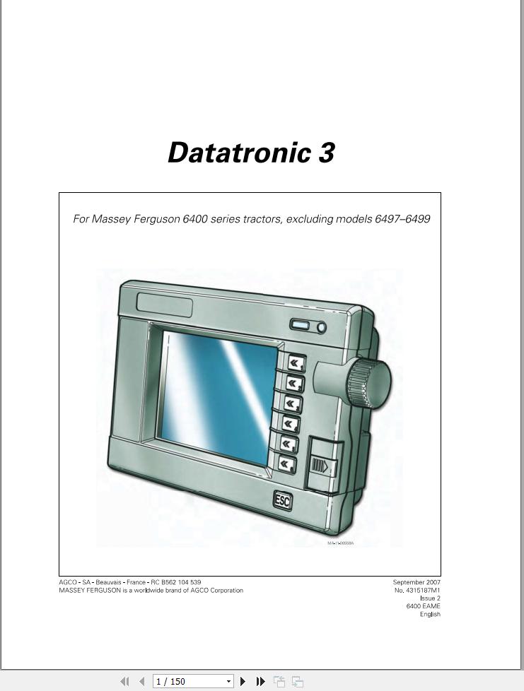 Massey Ferguson Datatronic 3 Operator Manual