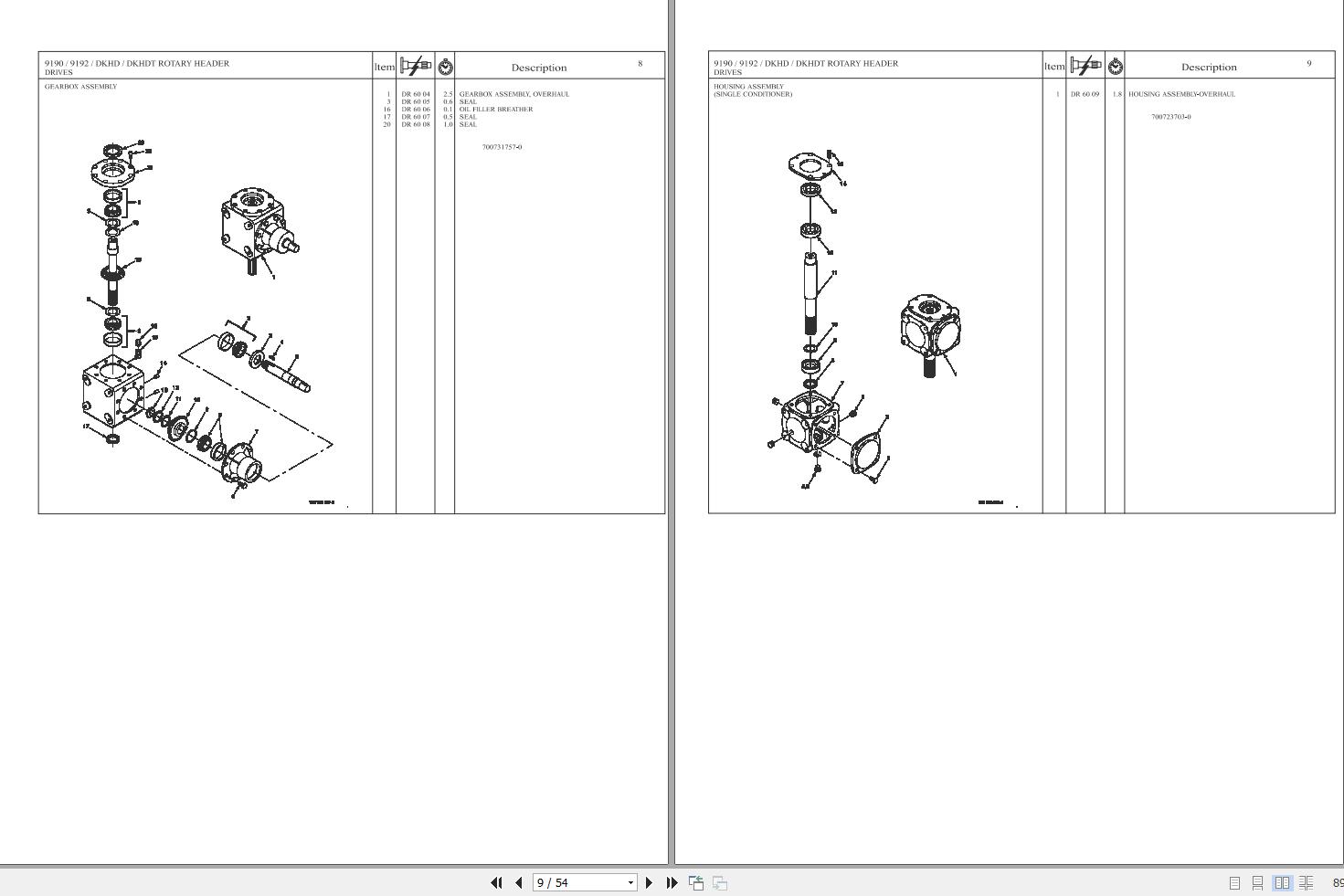 Massey Ferguson Disc Header 9190 9192 Repair Time Schedule 4283363M1