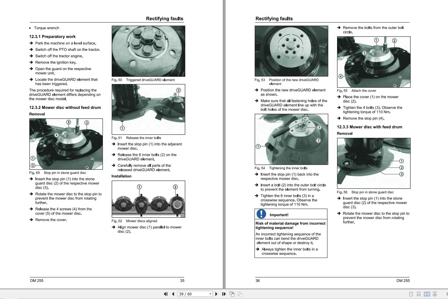 Massey Ferguson Disc Mower DM255 Operator Manual FEL1392350101