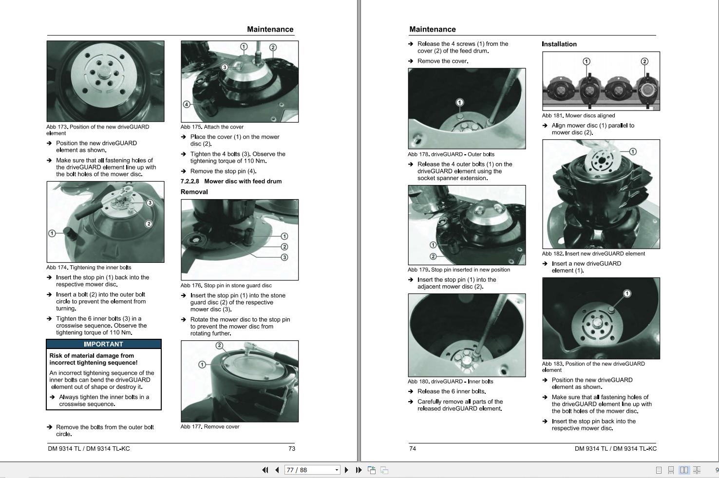Massey Ferguson Disc Mower DM9314TL DM9314TL-KC Operator Manual ...