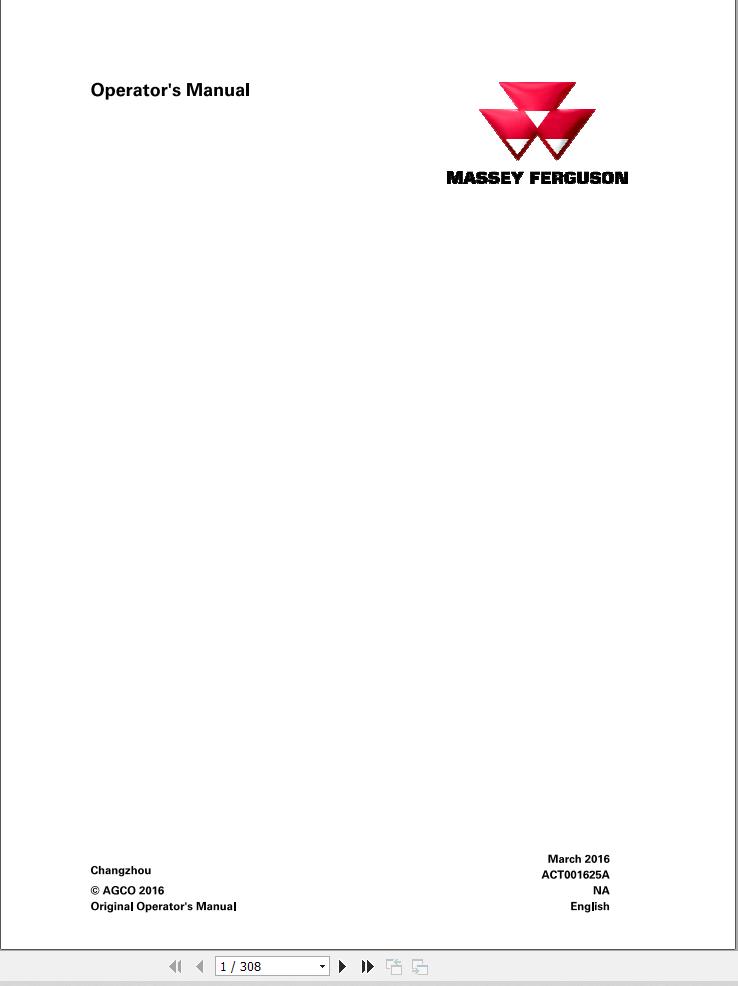 Massey Ferguson MF4708 MF4709 MF4710 Operator Manual ACT001625A