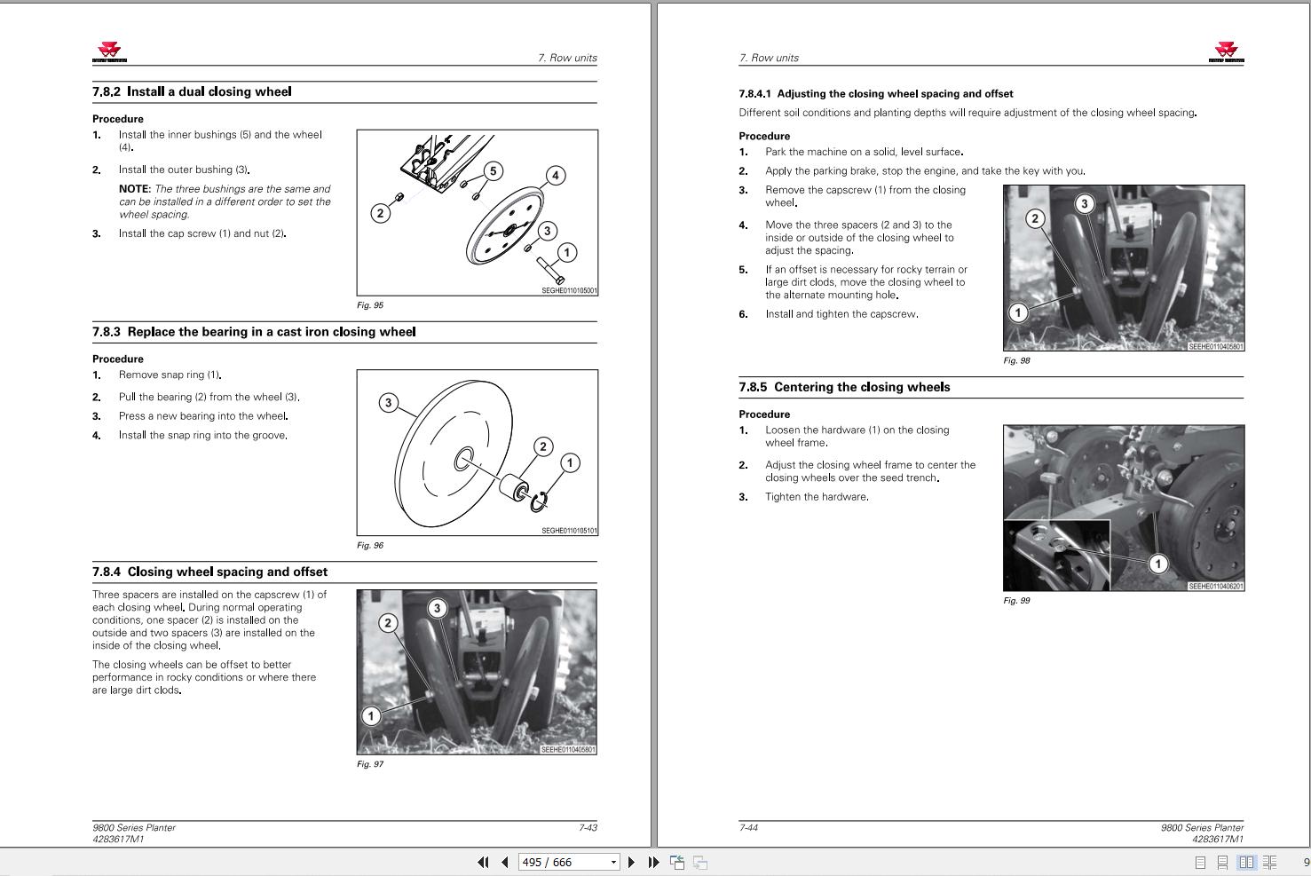 Massey Ferguson Planter 9816 to 9824VE Workshop Service Manual 4283617M1