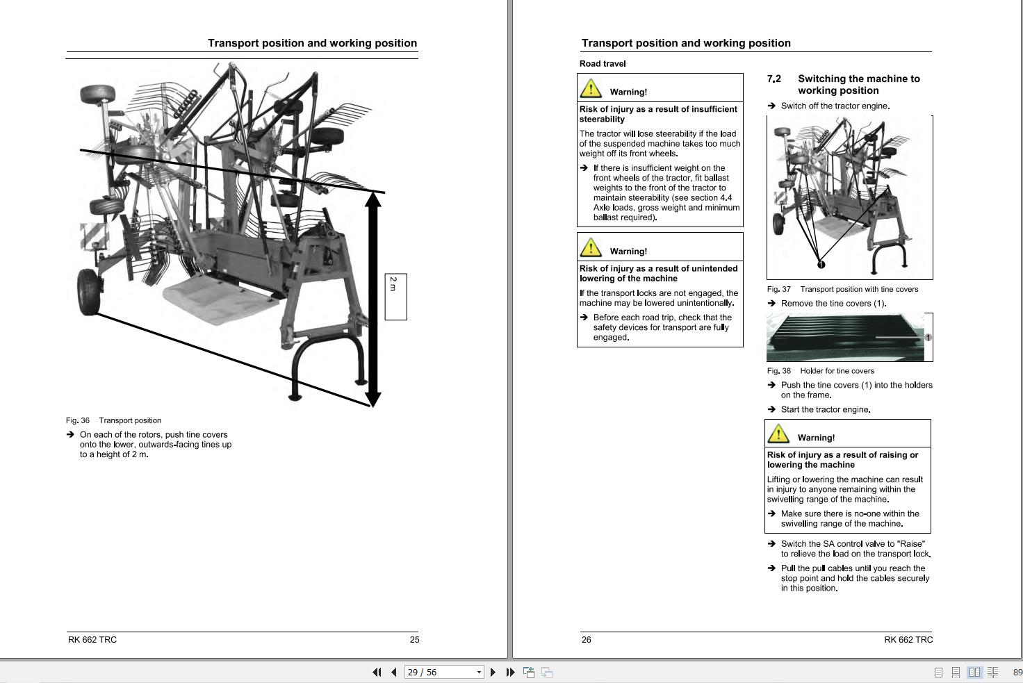 Massey Ferguson Rotary Rake RK662TRC Operator Manual FEL1282740101