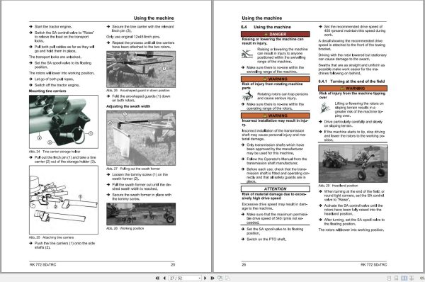 Massey Ferguson Rotary Rake RK772 SD-TRC Operator Manual FEL16875601