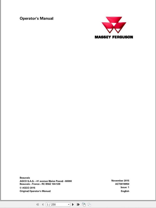 Massey Ferguson Tractor 5708 5709 5710 Operator Manual
