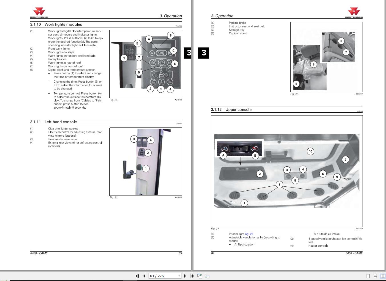Massey Ferguson Tractor 6465 6475 6480 Dyna-6 Operator Manual 4346708M1