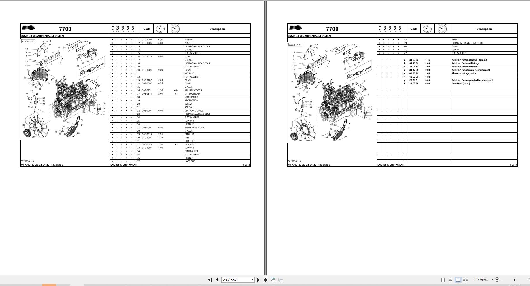 Massey Ferguson Tractor 7719 7720 7722 7724 7726 Repair Time Schedule