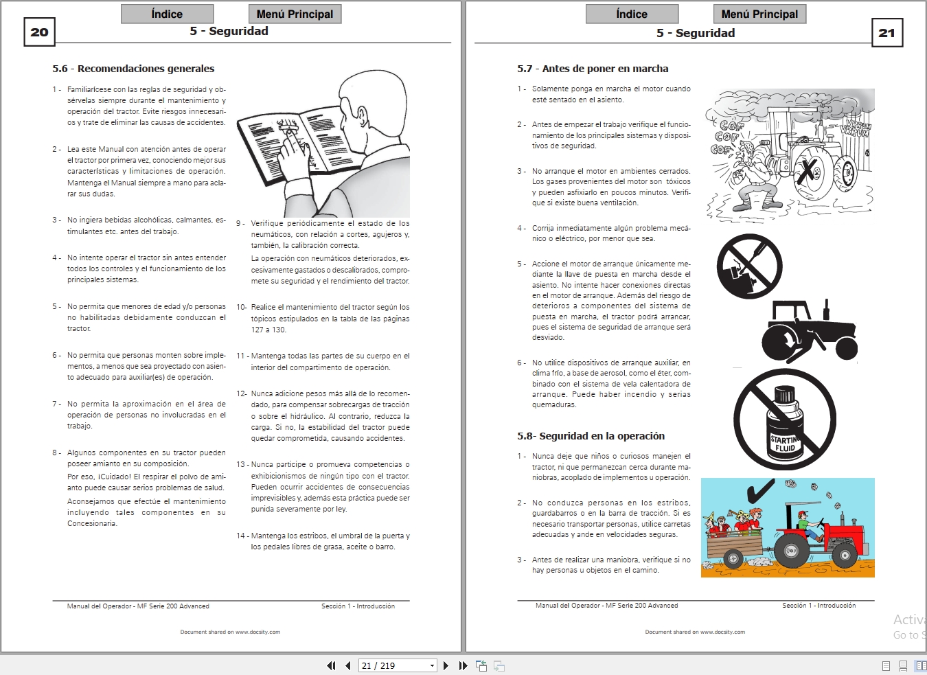 Massey Ferguson Tractor MF 200 Series Operation Manual MIE200E02