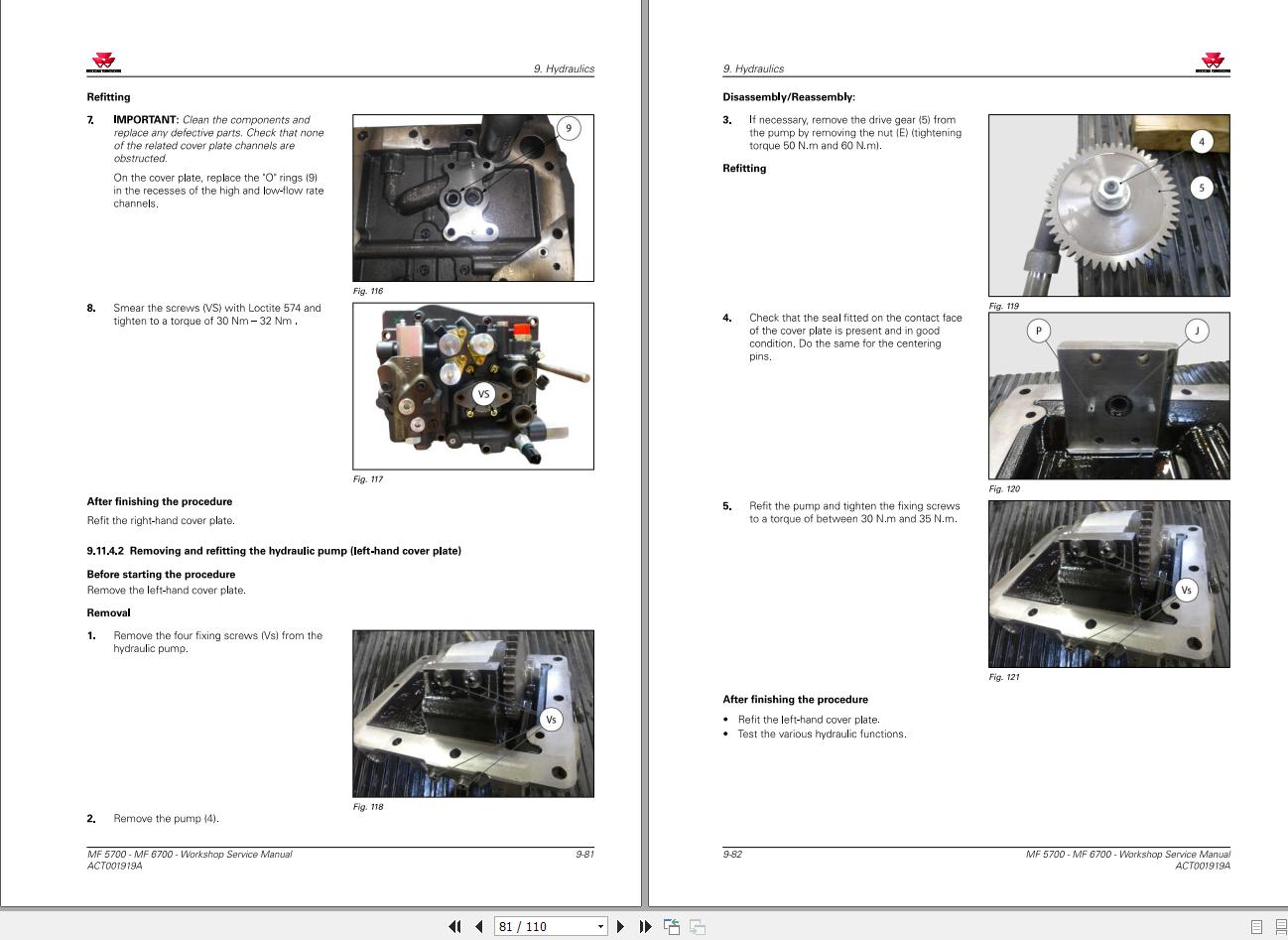 Massey Ferguson Tractor MF5700 MF6700 Workshop Service Manual ACT001919A