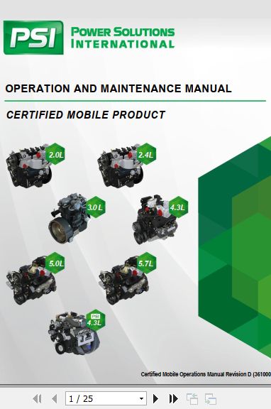 PSI Engine 2.0l to 5.7l Operations and Maintenance Manual EN