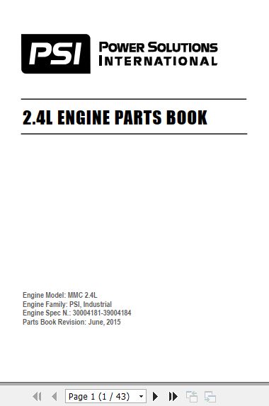 PSI Engine MMC 2.4L Parts Book 2015 EN