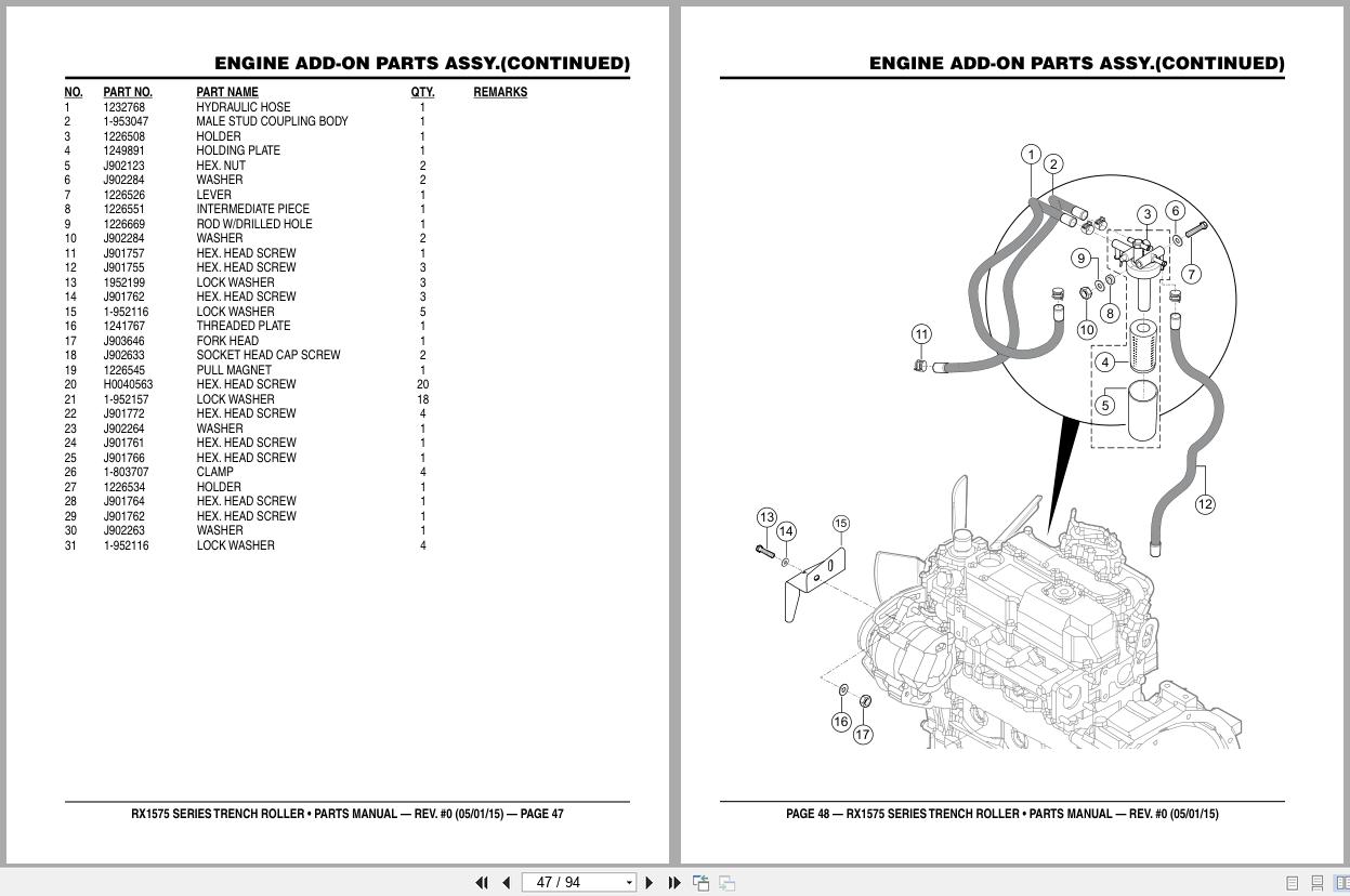 Rammax Trench Roller RX1575 RX157533 Parts Manual