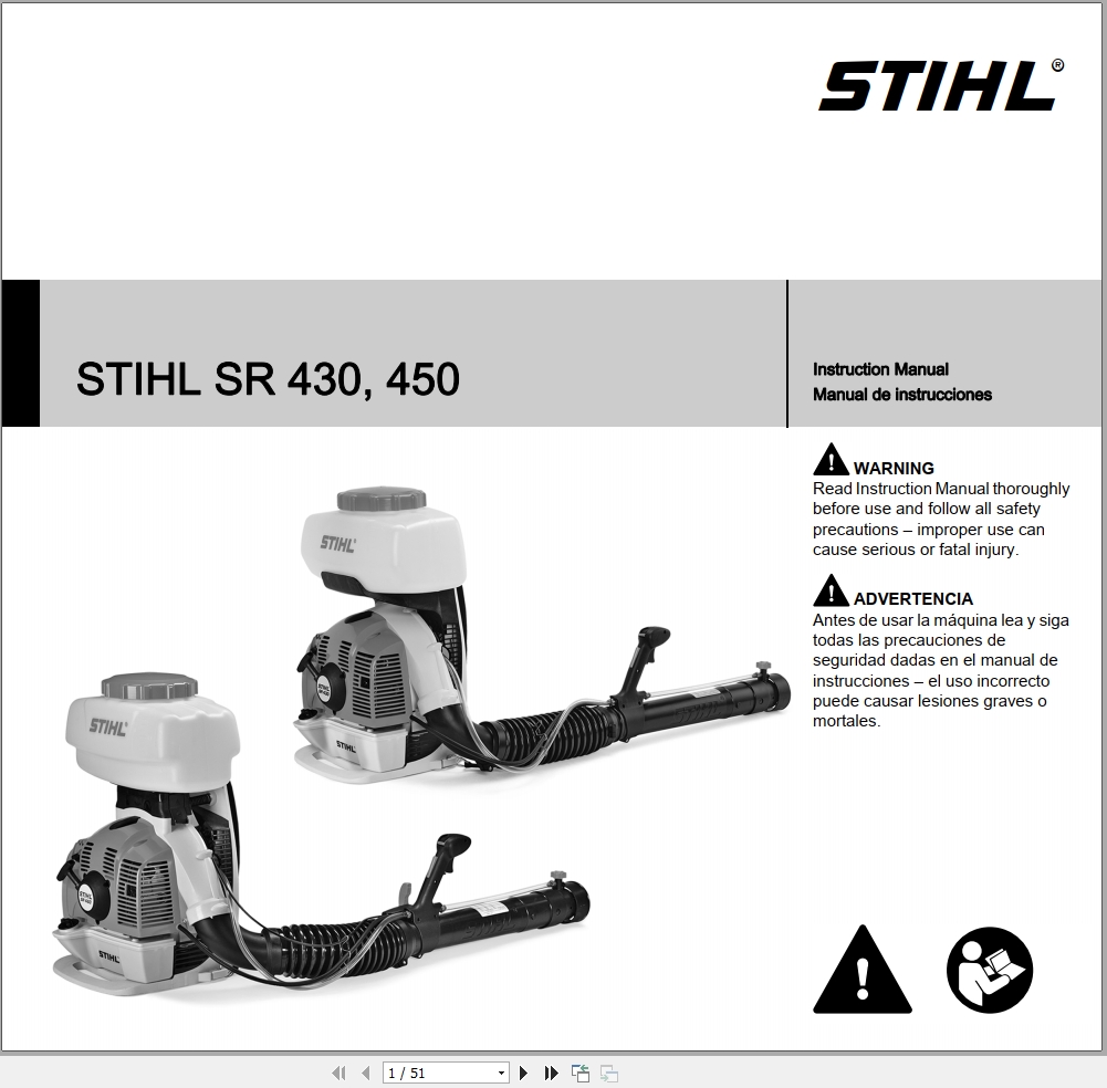 STIHL Sprayer SR430 SR450 Instruction Manual
