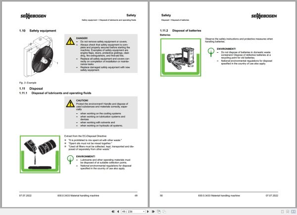 Sennebogen Material Handing 830 Maintenance Instructions 2022