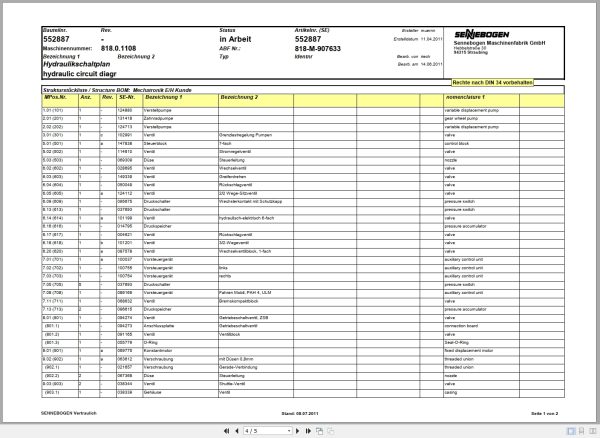 Sennebogen Material Handler Greenline 818-D Hydraulic Circuit Diagram ...