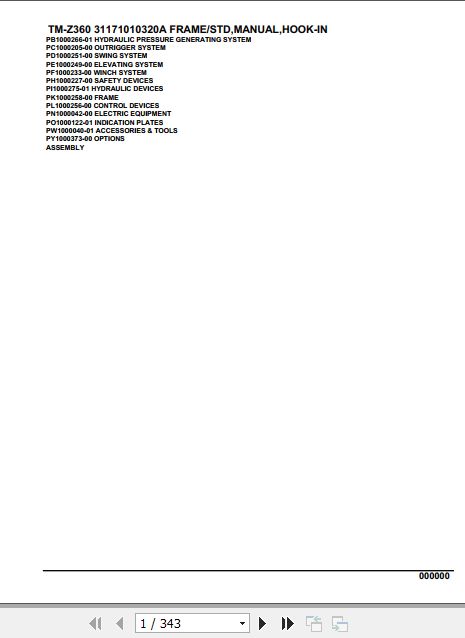 Tadano Cargo Crane TM-Z360 Parts Catalog