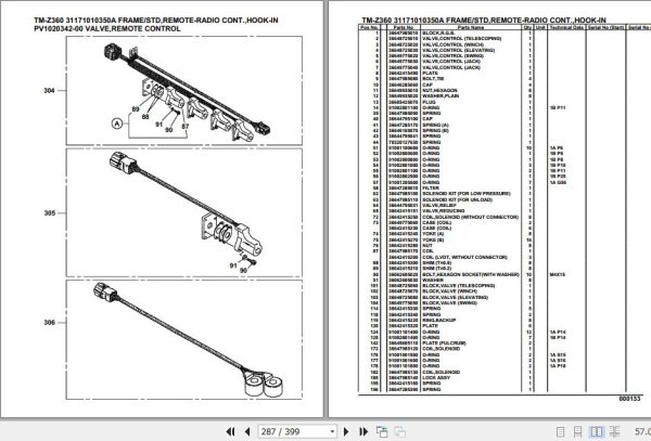 Tadano Cargo Crane TM-Z360 Parts Catalog