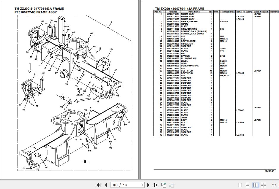 Tadano Cargo Crane TM-ZX290 Parts Catalog