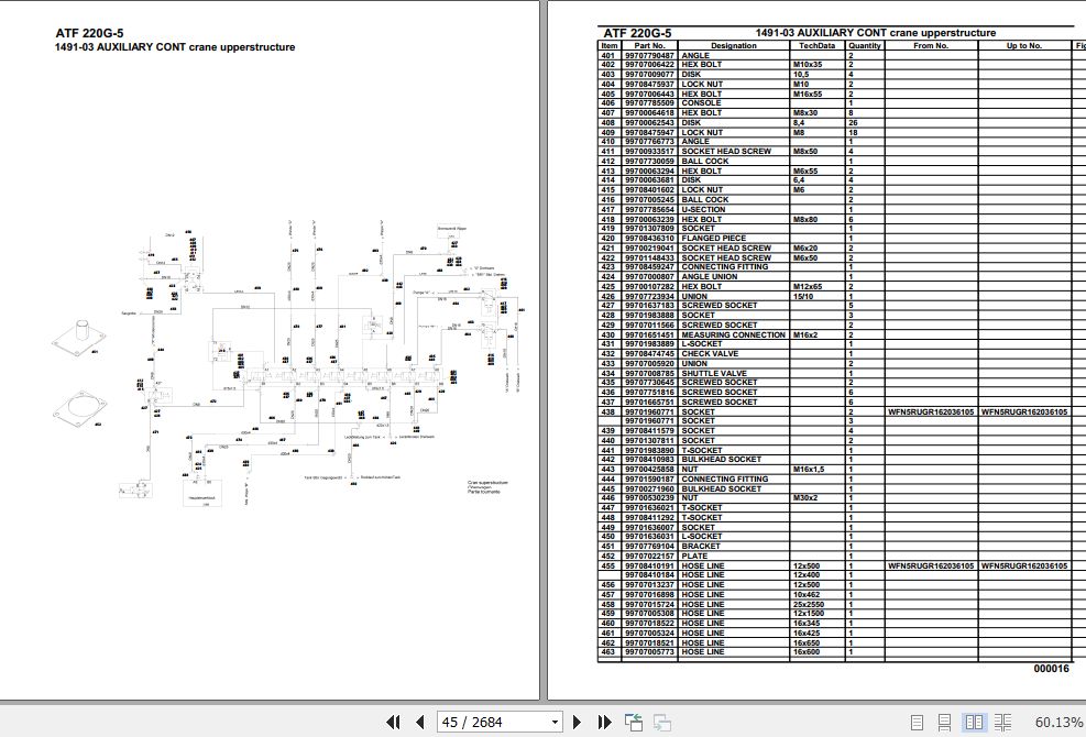 Tadano Crane ATF 220G-5 2036101 2036261 Parts Catalog