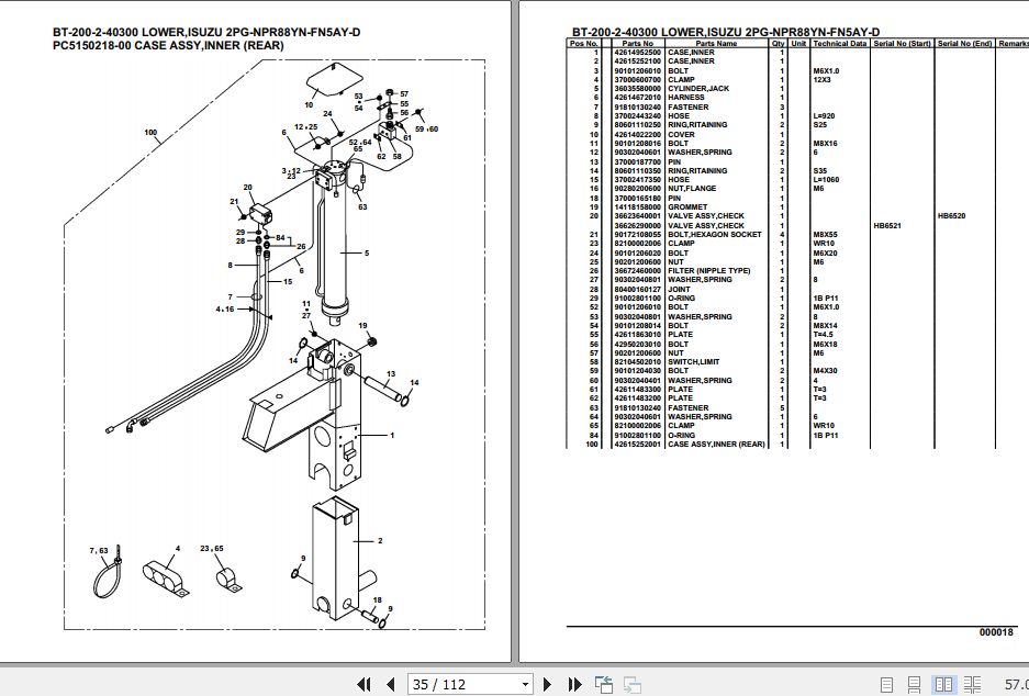 Tadano Crane BT-200-2 40300 Lower Isuzu 2PG-NPR88YN-FN5AY-D Parts Catalog