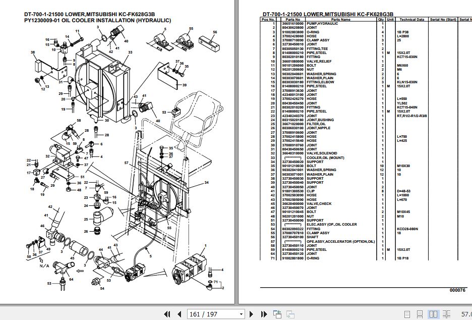 Tadano Crane DT-700-1 21500 Lower Mitsubishi KC-FK628G3B Parts Catalog
