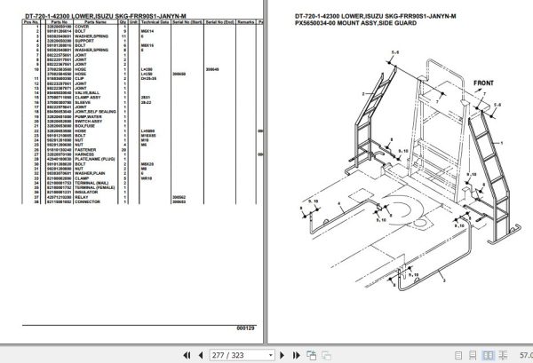 Tadano Crane DT-720-1 42300 Lower Isuzu SKG-FRR90S1-JANYN-M Parts Catalog
