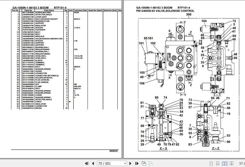 Tadano Crane GA-1000N-1 RTF101-4 90103 3 Boom Parts Catalog