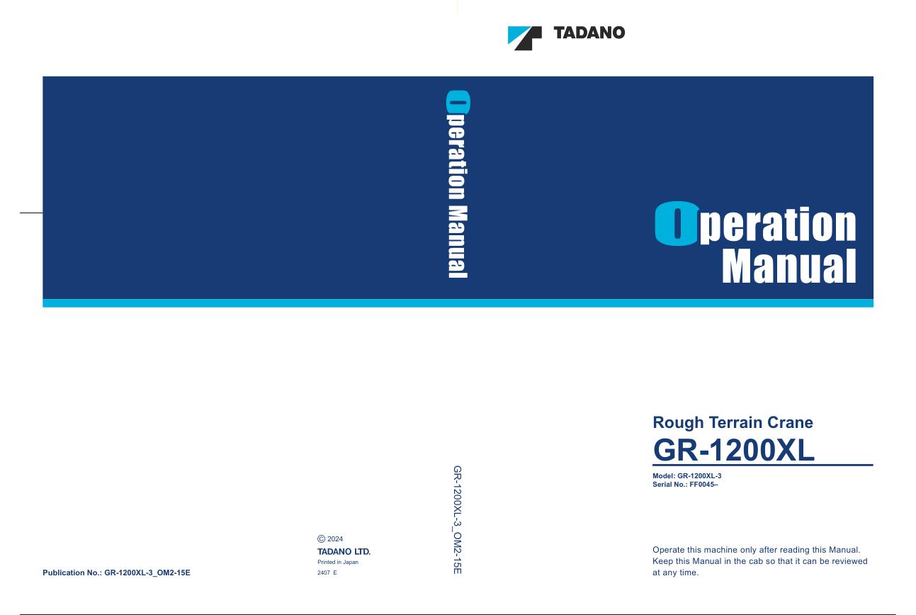 Tadano Crane GR-1200XL-3 Operation Manual GR-1200XL-3_OM2-15E