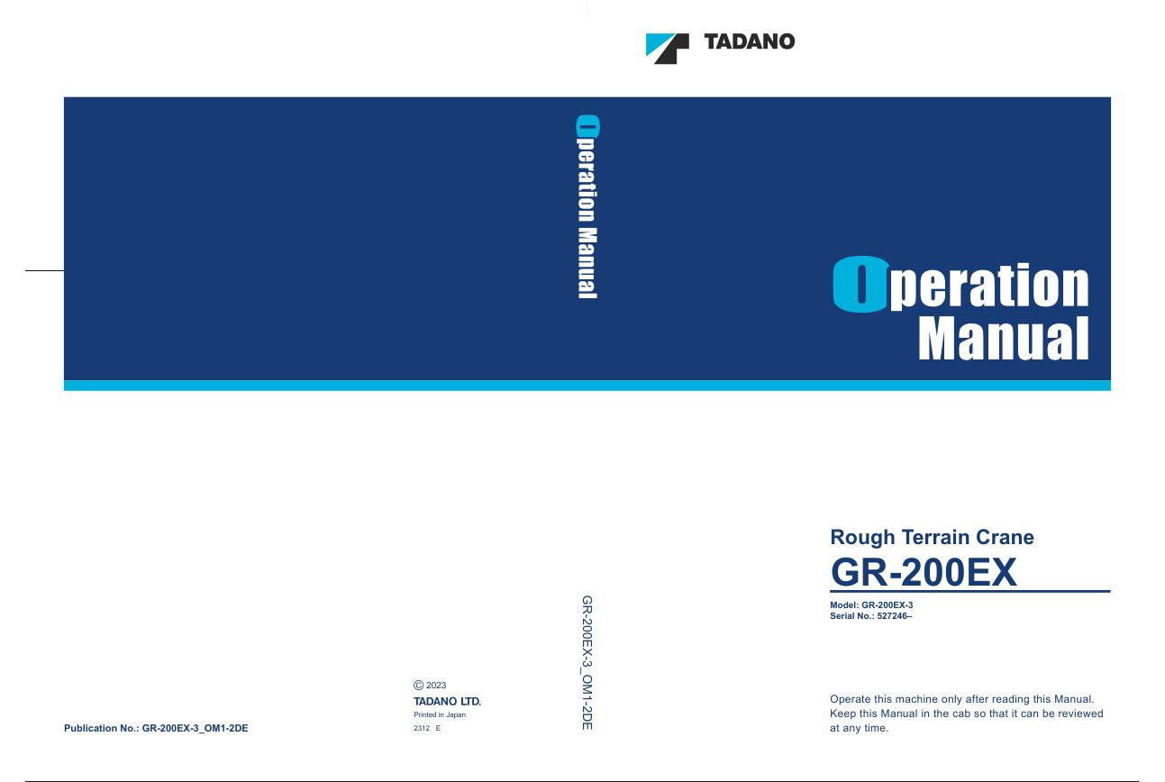 Tadano Crane GR-200EX-3 Operation Manual GR-200EX-3_OM1-2DE