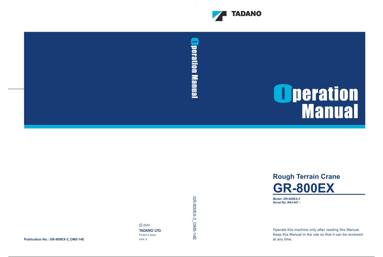 Tadano Crane GR-800EX-3 Operation Manual GR-800EX-3_OM5-14E
