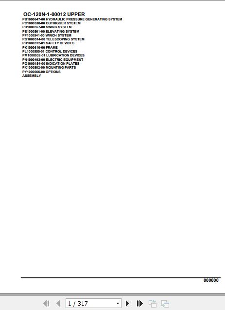 Tadano Hydraulic Wrecker OC-120N-1 00012 Upper Parts Catalog