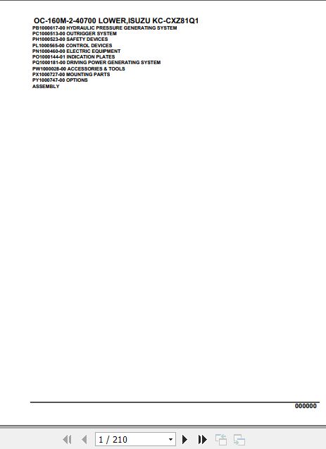 Tadano Hydraulic Wrecker OC-160M-2 40700 Lower Isuzu KC-CXZ81Q1 Parts Catalog