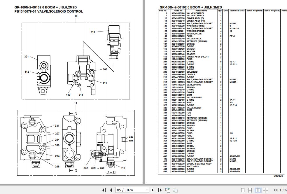 Tadano Rough Terrain Crane GR-160N-2 00102 6 Boom Jib H 2M2D Parts Catalog