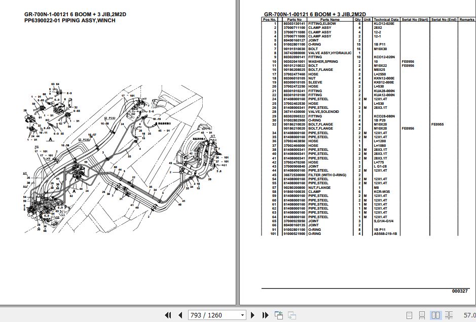 Tadano Rough Terrain Crane GR-700N-1 00121 6 Boom 3 Jib 2M2D Parts ...