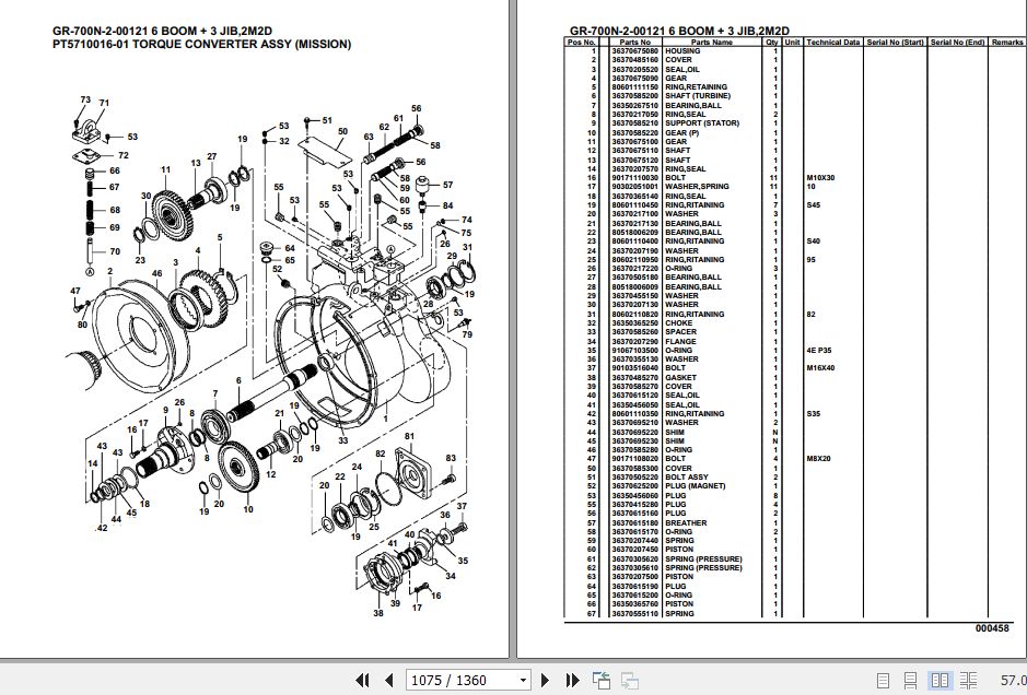 Tadano Rough Terrain Crane GR-700N-2 00121 6 Boom 3 Jib 2M2D Parts Catalog