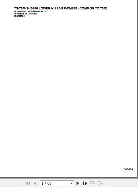 Tadano Telescopic Truck Crane TS-70M-3 10100 Lower Nissan P-CM87B Common To 75m Parts Catalog