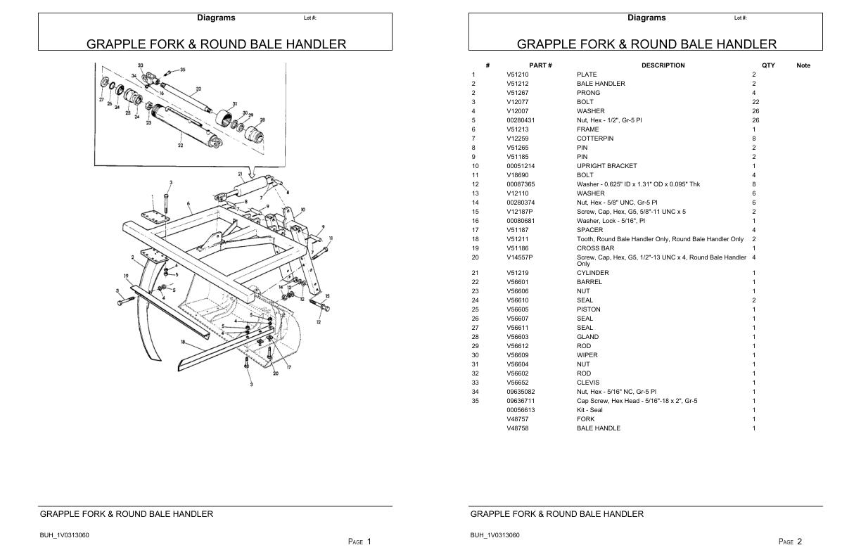 Versatile Tractor 160V Loader Attachments Parts Catalog 1981-1983