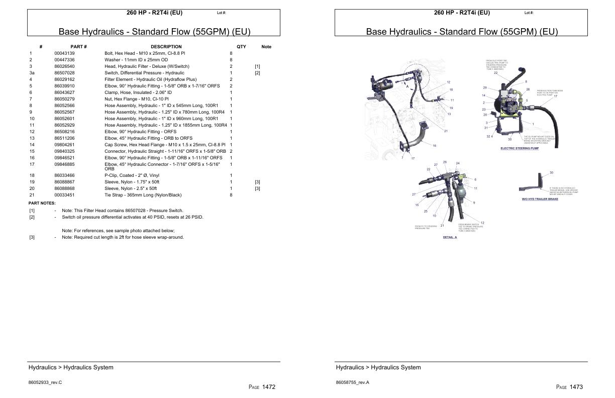 Versatile Tractor 260 HP R2T4i EU Parts Catalog