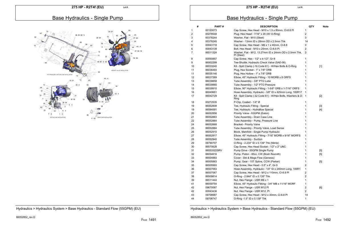 Versatile Tractor 275 HP R2T4f EU Parts Catalog
