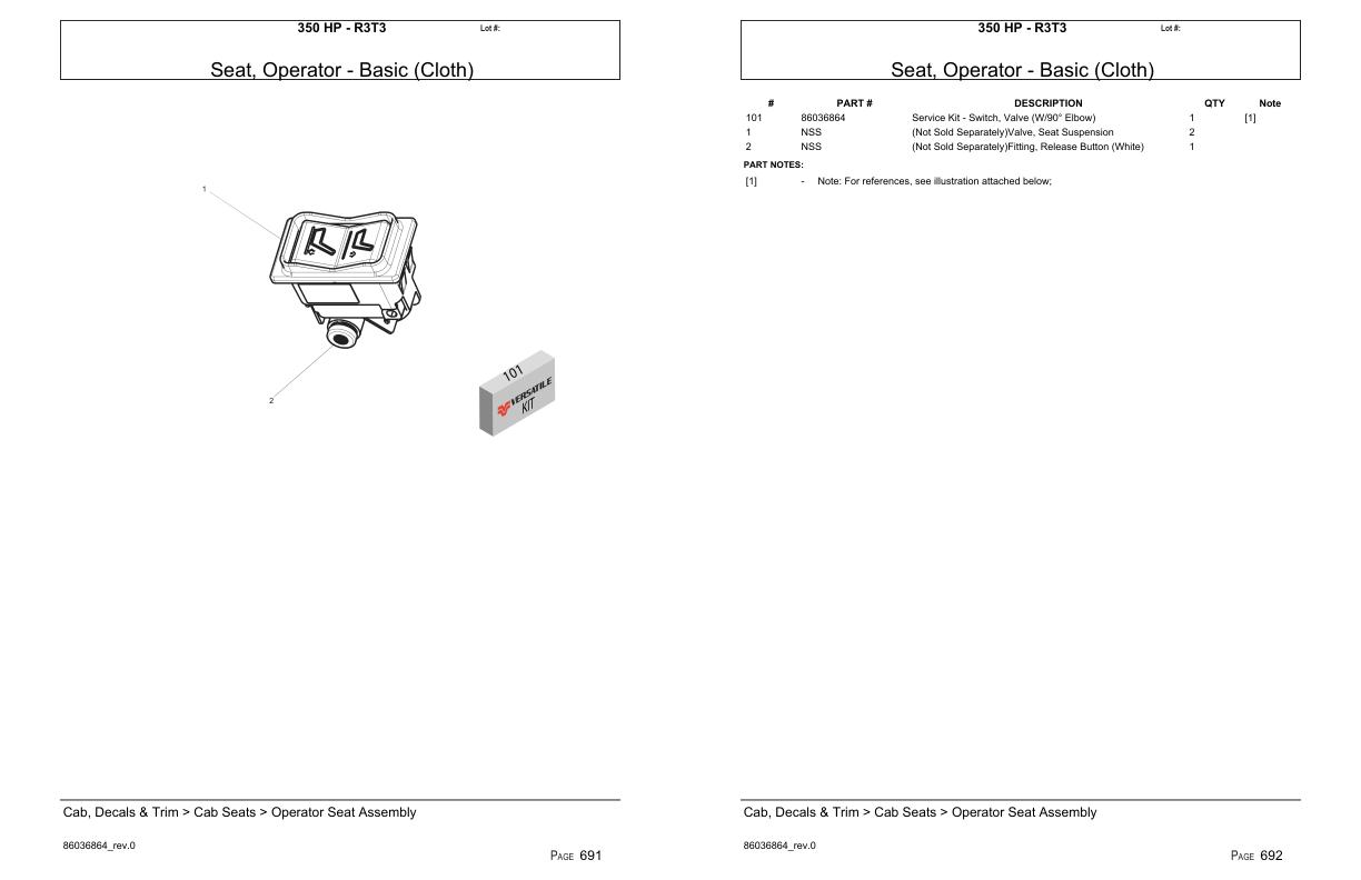Versatile Tractor 350 HP R3T3 Parts Catalog