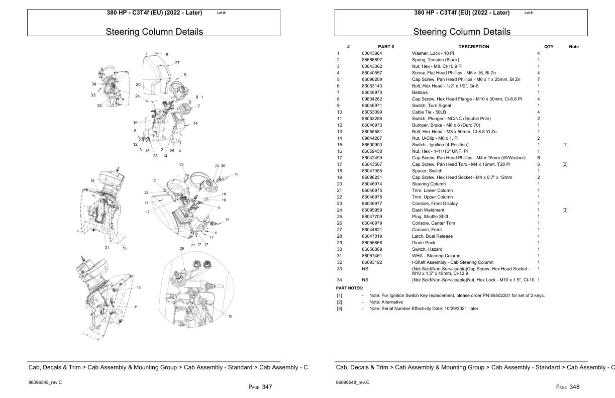 Versatile Tractor 380 HP C3T4f EU Parts Catalog 2022-
