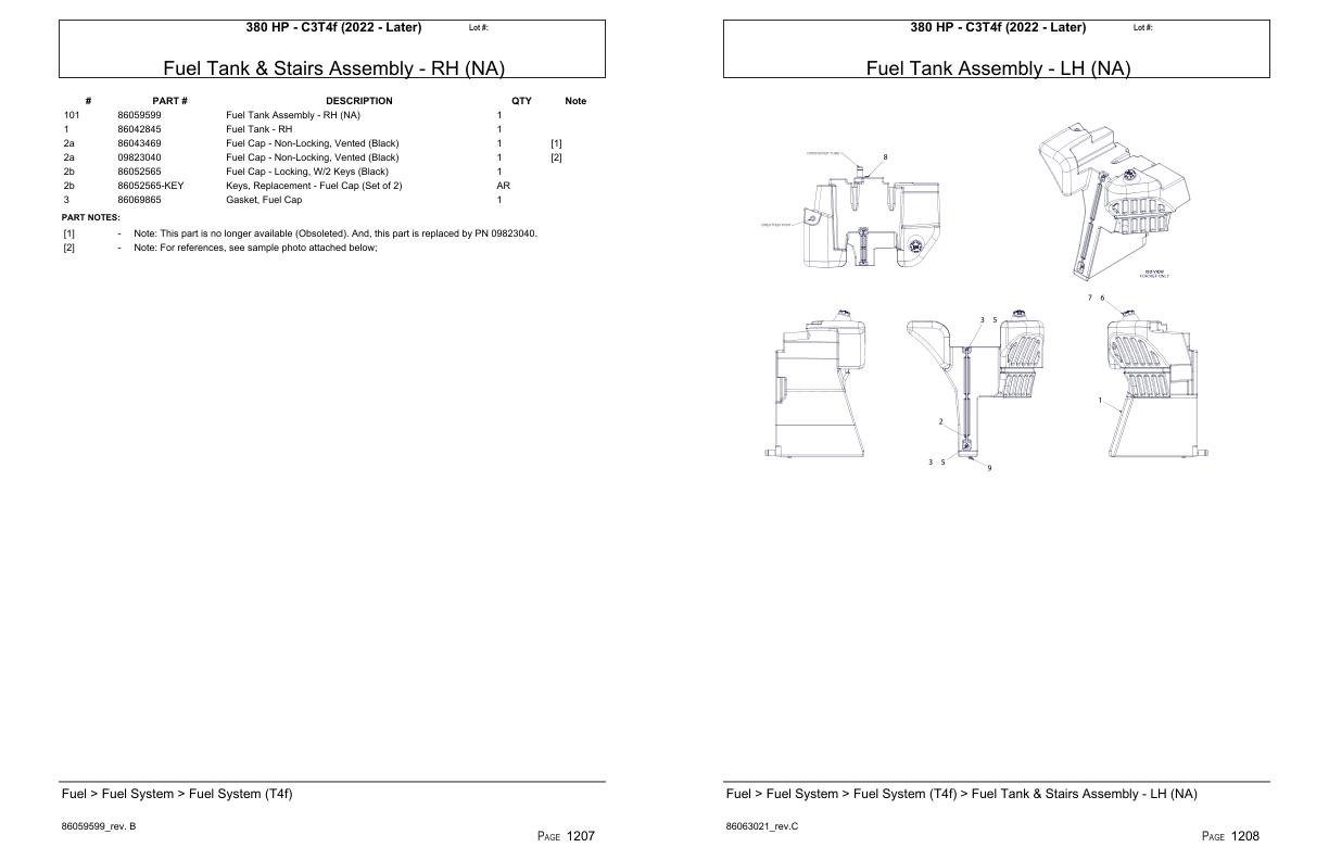 Versatile Tractor 380 HP C3T4f Parts Catalog 2022-