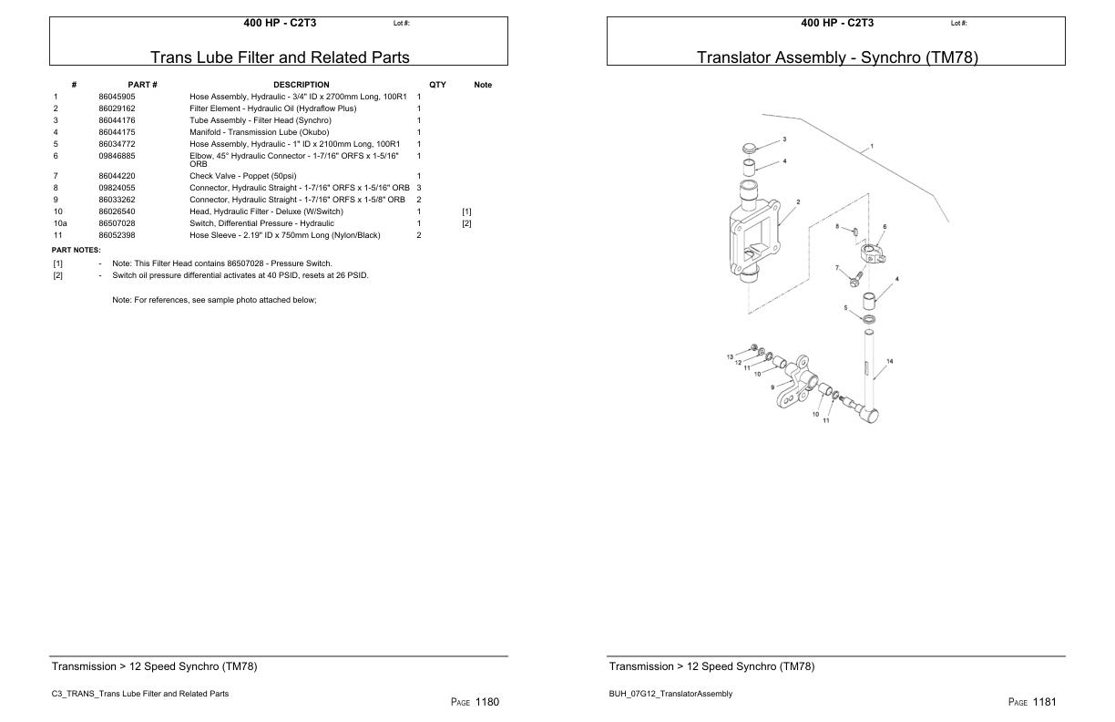 Versatile Tractor 400 HP C2T3 Parts Catalog