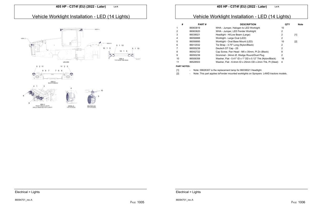Versatile Tractor 405 HP C3T4f EU Parts Catalog 2022-