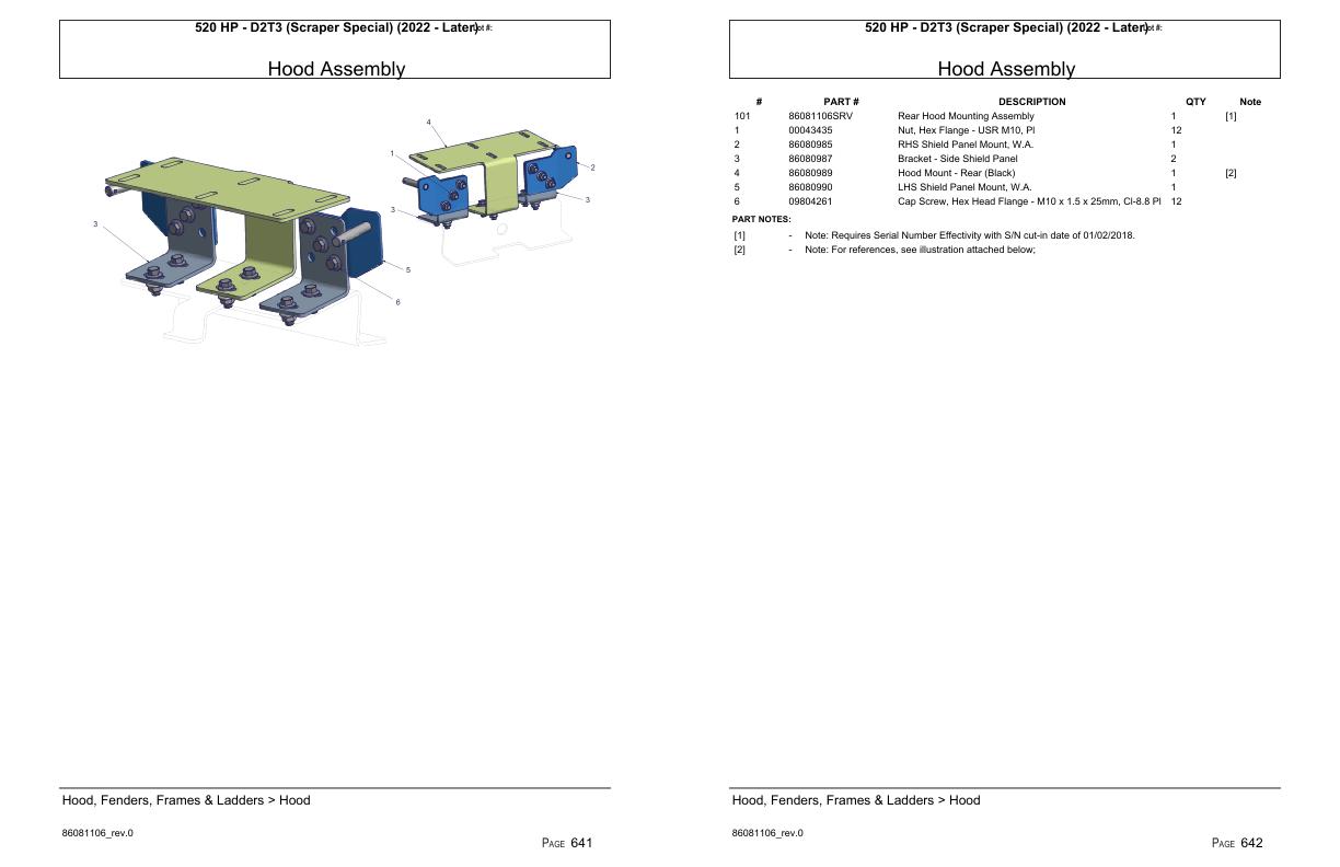 Versatile Tractor 520 HP D2T3 Scraper Special Parts Catalog 2022-