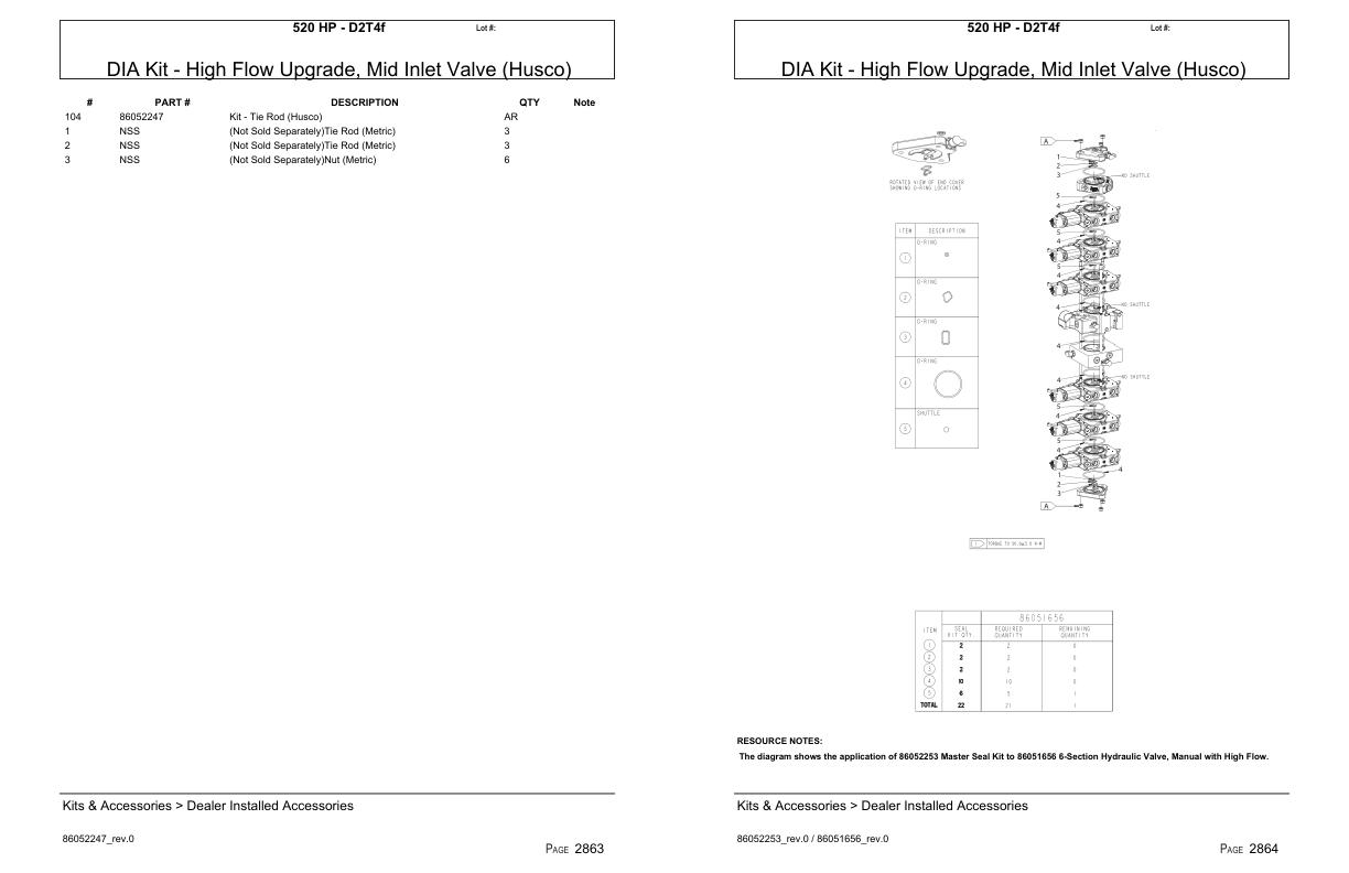 Versatile Tractor 520 HP D2T4f Parts Catalog