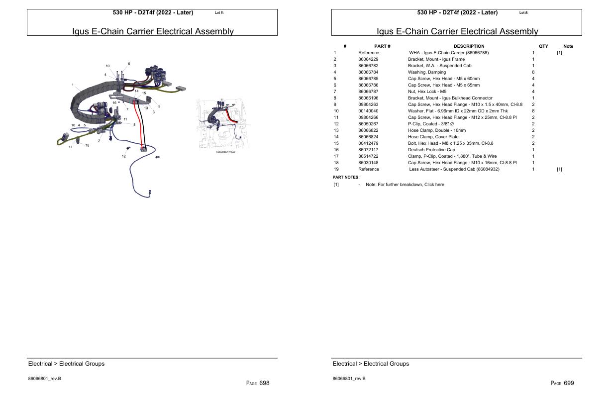 Versatile Tractor 530 HP D2T4f Parts Catalog 2022-